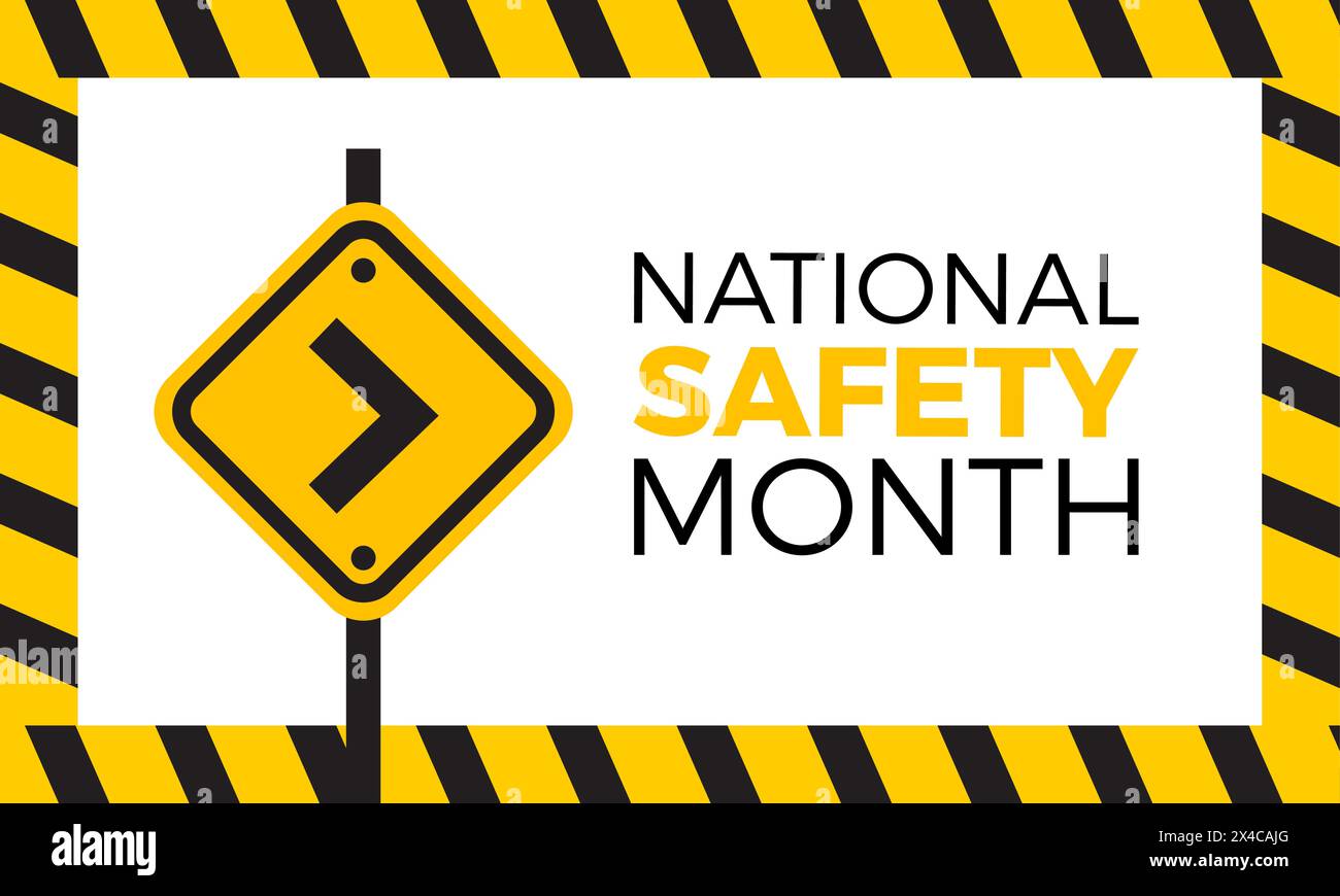 National Safety Month emergency awareness vector illustration. Accident ...