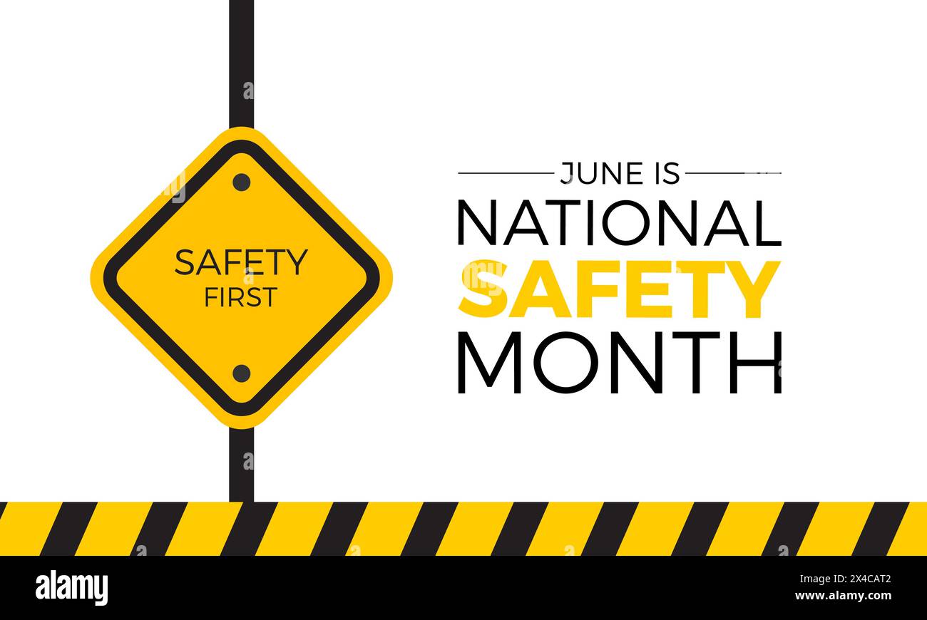 National Safety Month emergency awareness vector illustration. Accident ...