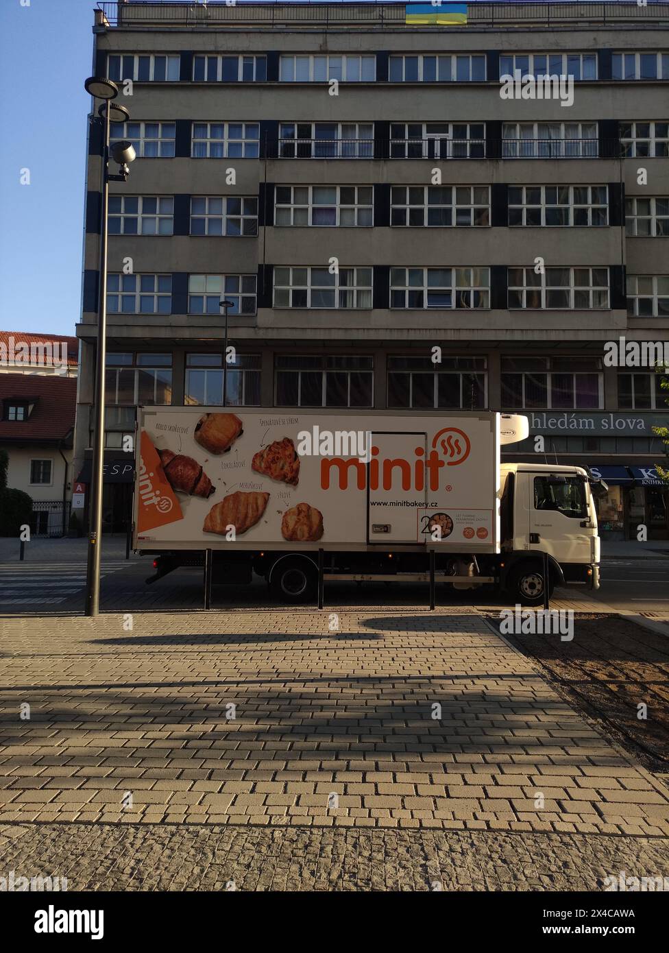 Prague, Czech republic - May 2, 2024: delivery truck minit district New ...