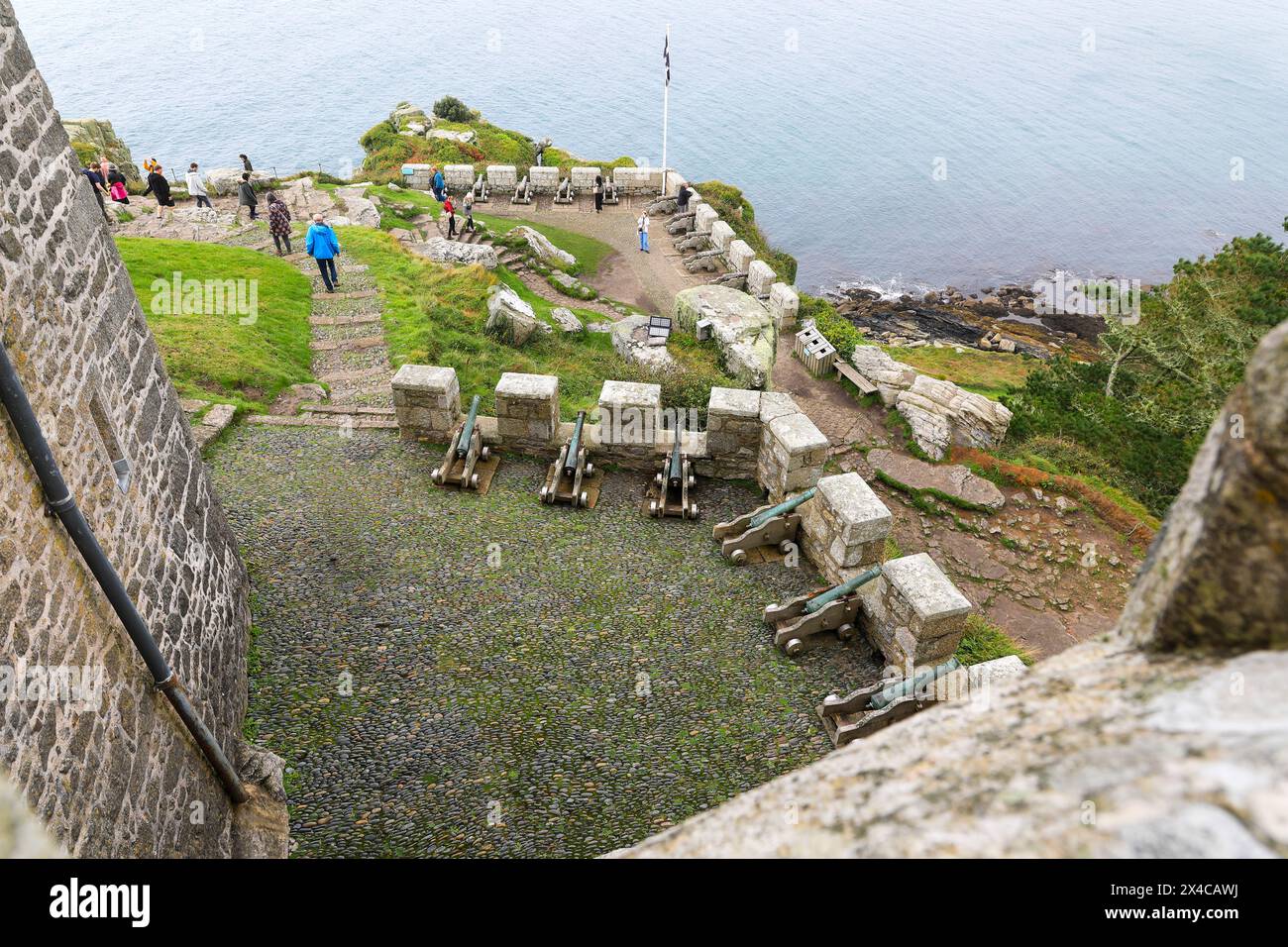 Cannons on the gun battery at on st michaels mount hi-res stock ...