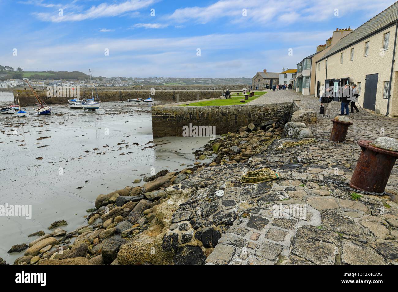 The harbour at St Michael's Mount, a tidal island in Mount's Bay ...