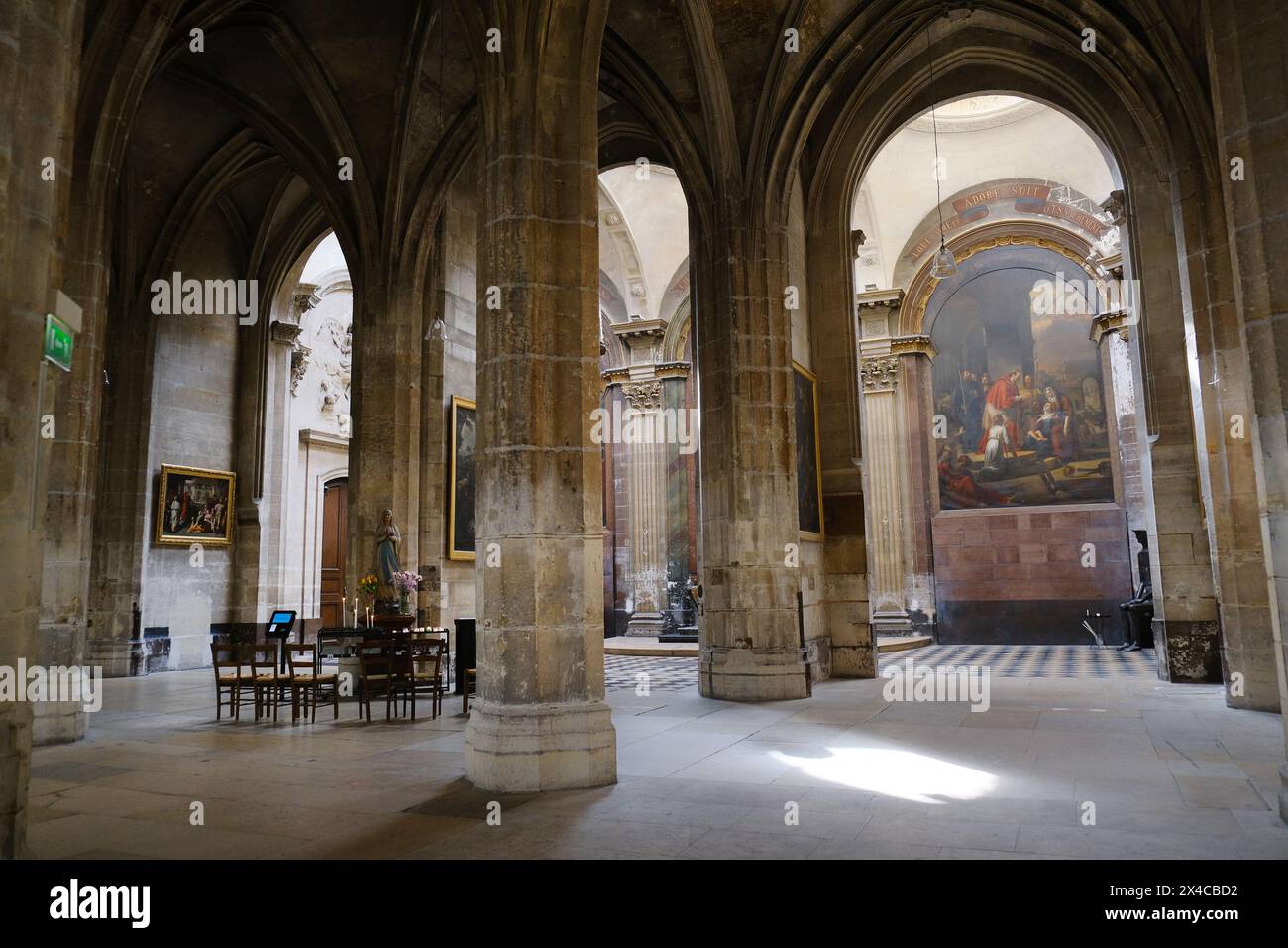 Interior of the Church of Saint-Merri, parish church in Paris, located ...