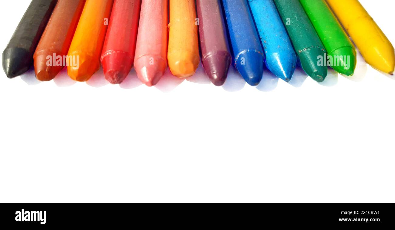 Multicolour crayon isolated in white background. Crayons. Colourful wax ...