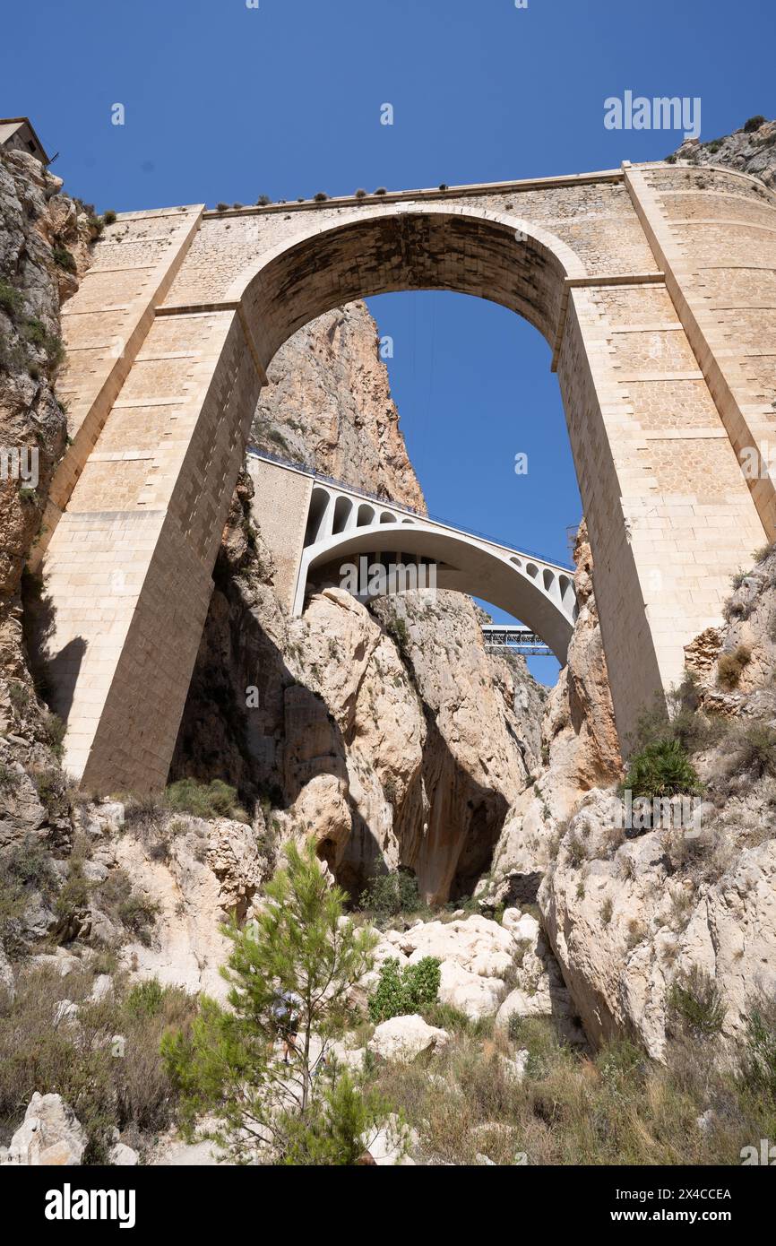 Low angle shot from the bottom of the gorge of the historic Mascarat ...