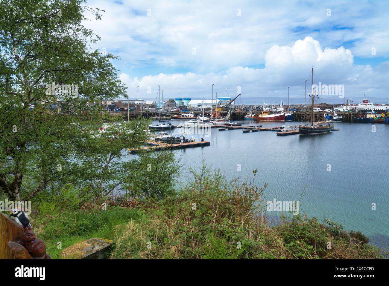 Looking north west to Mallaig harbour at Mallaig Pier. Western ...