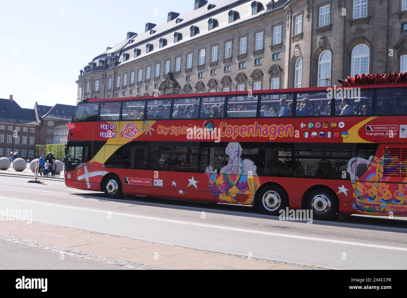 Copenhagen, Denmark /02. May 2024/Hop on hop off bus sightseeing an d ...