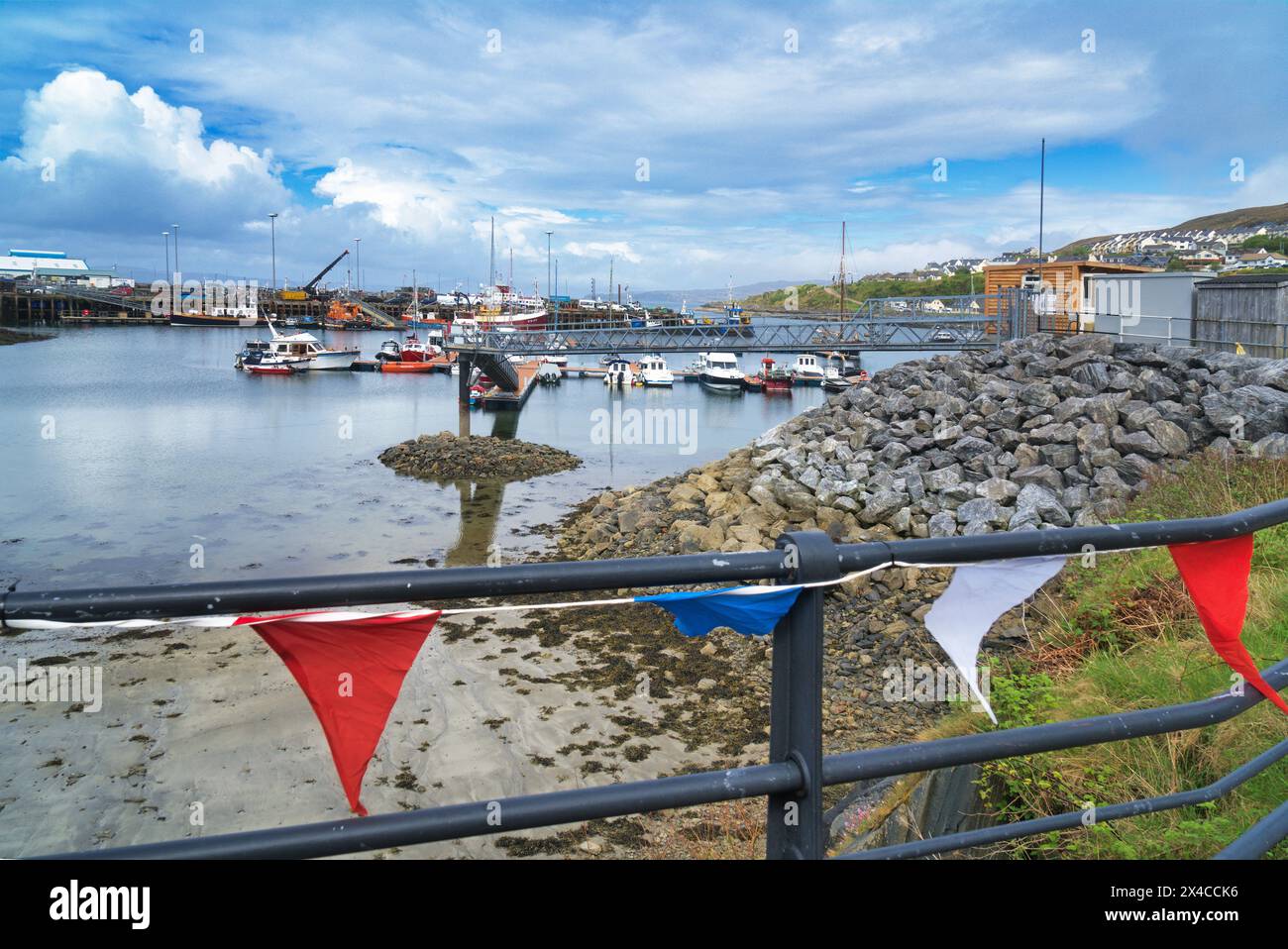 Looking north west to Mallaig harbour at Mallaig Pier. Western ...