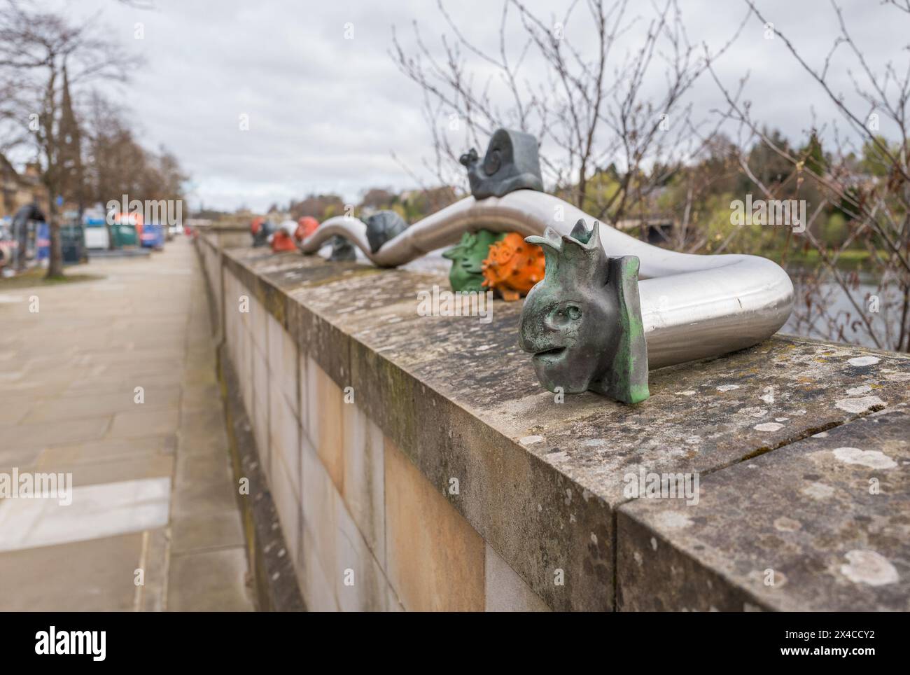 River Tay public artwork on the river banks in the city of Perth ...