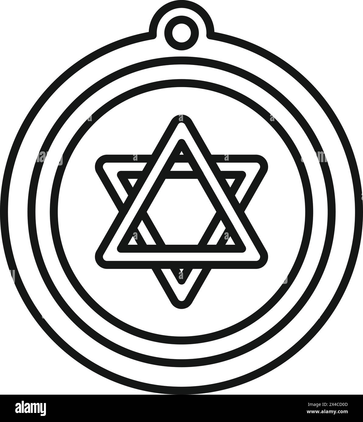 David star medallion icon outline vector. Judaism blessed star. Pendant ...