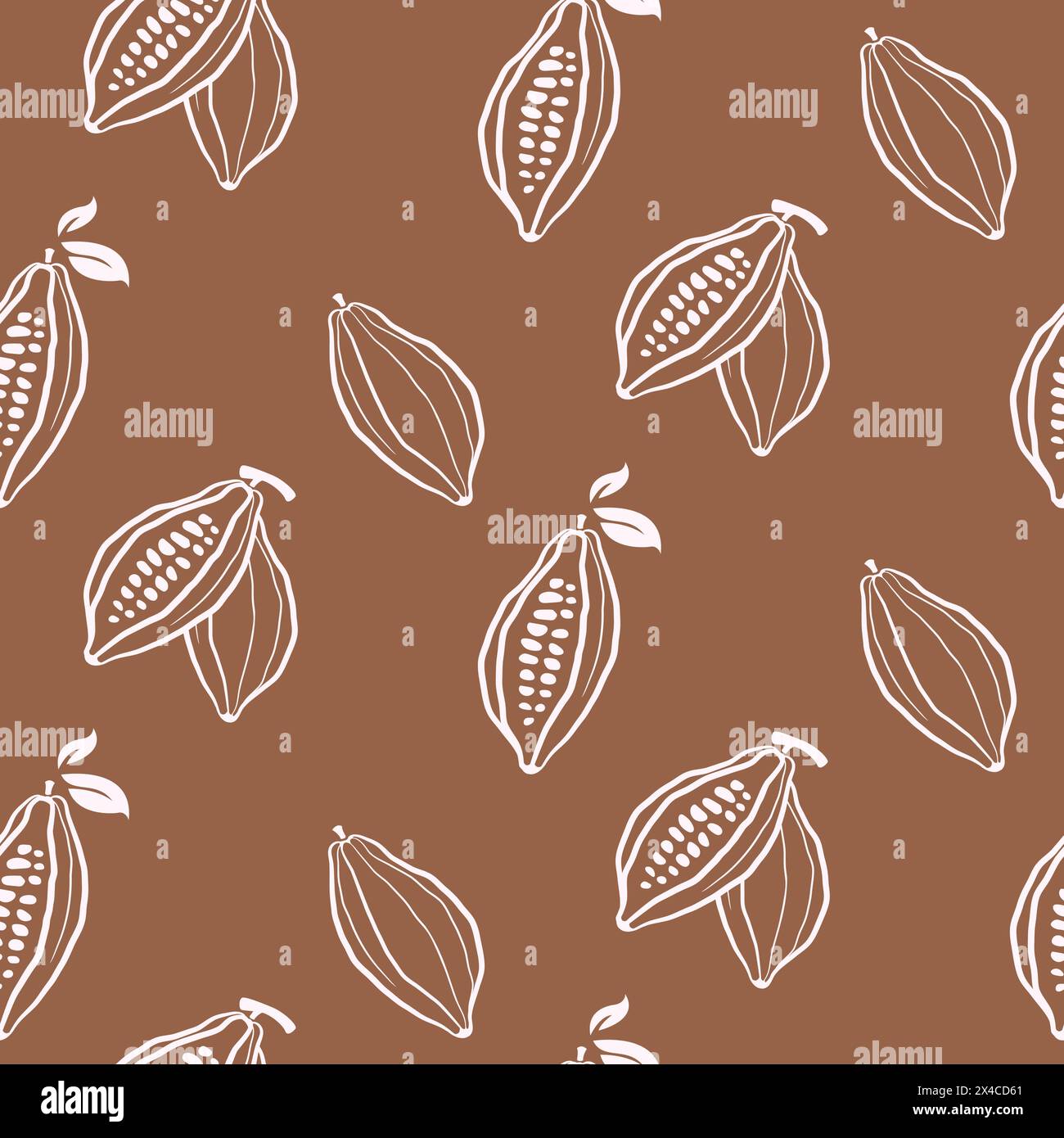 Cacao beans pattern vector illustration. Cocoa hand drawn doodle ...