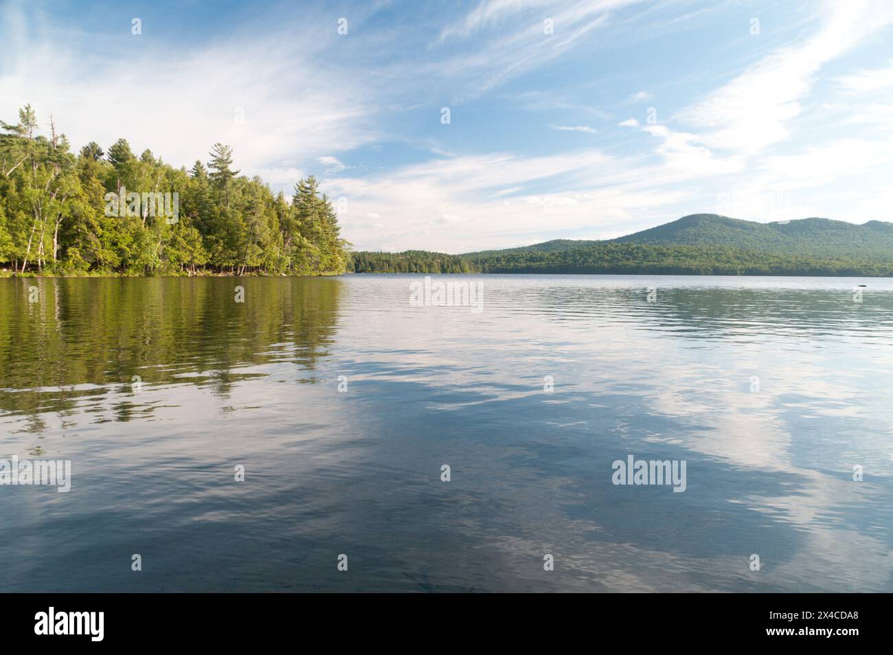 a scenic view of a lake and mountains in the Adirondacks Stock Photo ...