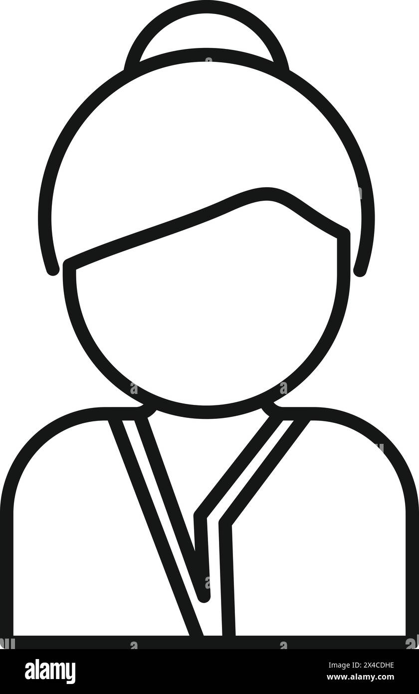 Asian female icon outline vector. Girl young. Face cute character fun ...