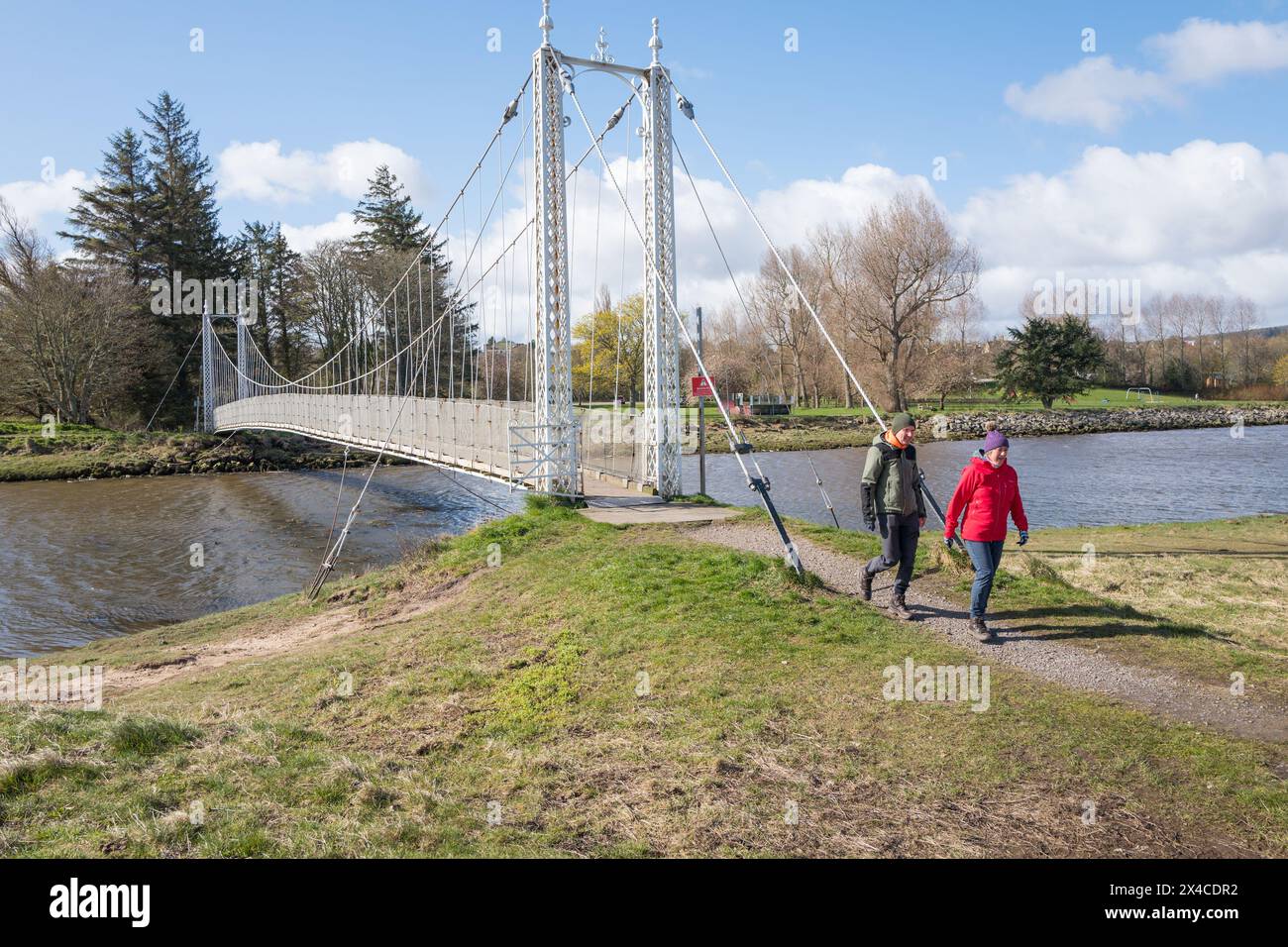 The Tain suspension footbridge in the Scottish town of Tain. The bridge ...