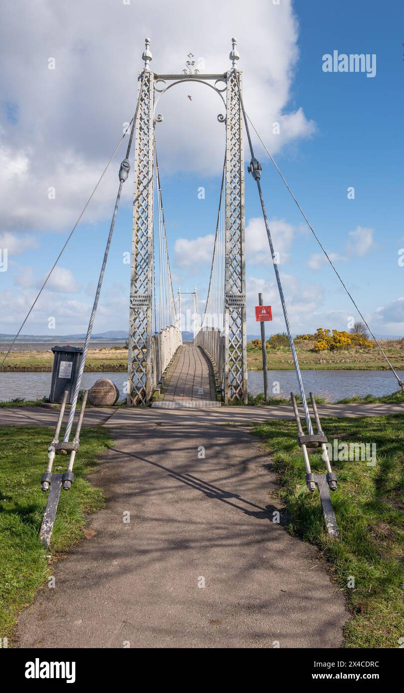 The Tain suspension footbridge in the Scottish town of Tain. The bridge ...