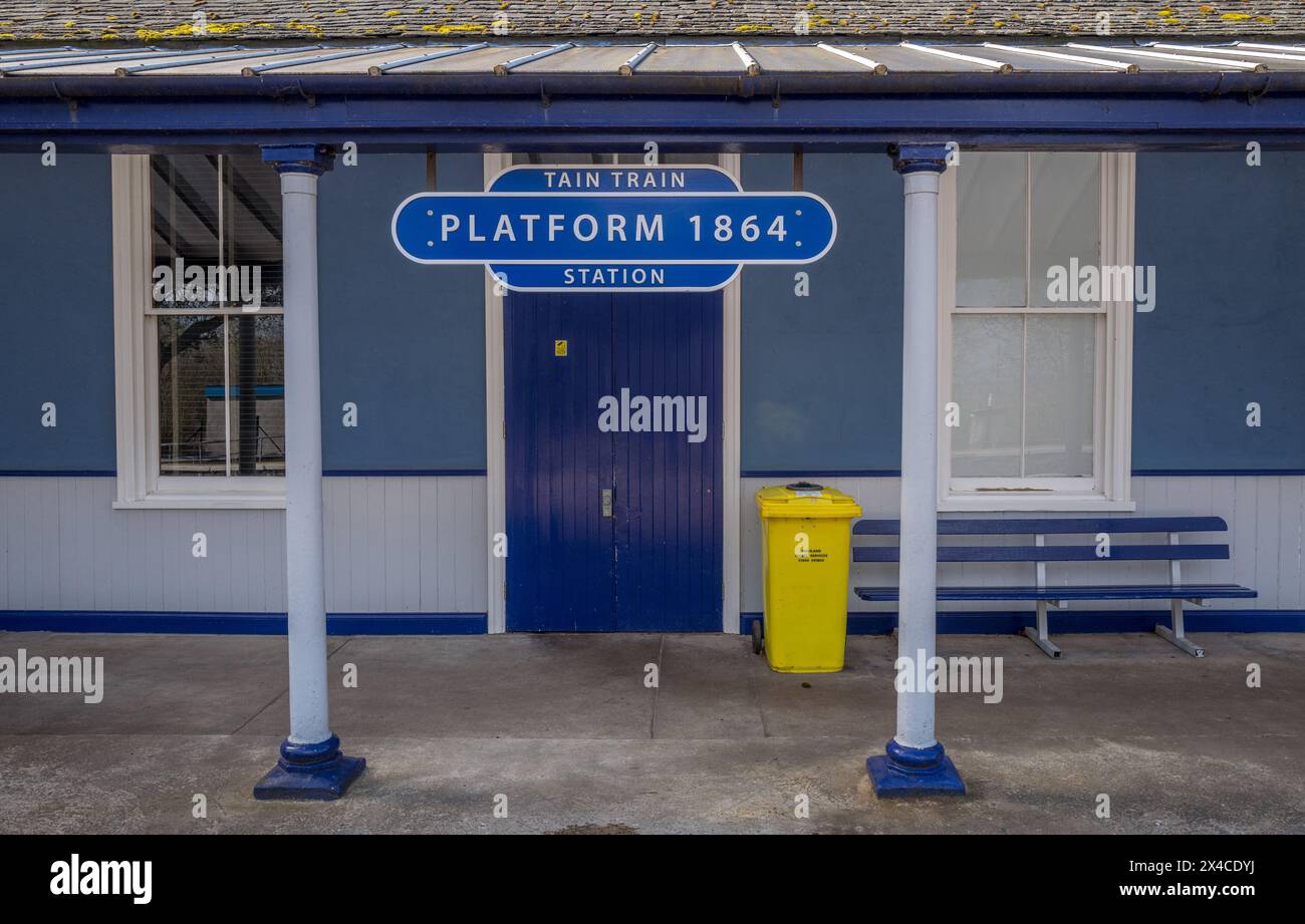 The Scottish railway station and Platform 1864 restaurant at Tain Stock ...