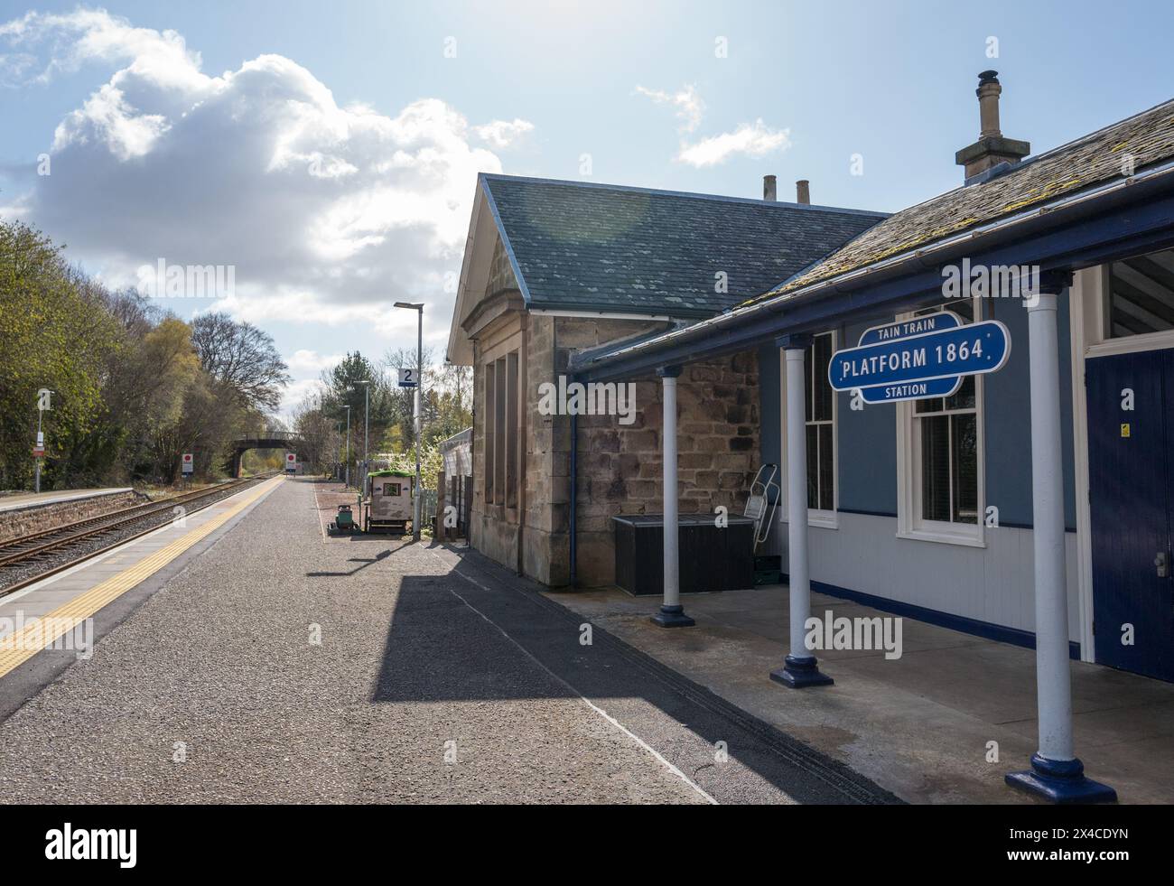 The Scottish railway station and Platform 1864 restaurant at Tain Stock ...