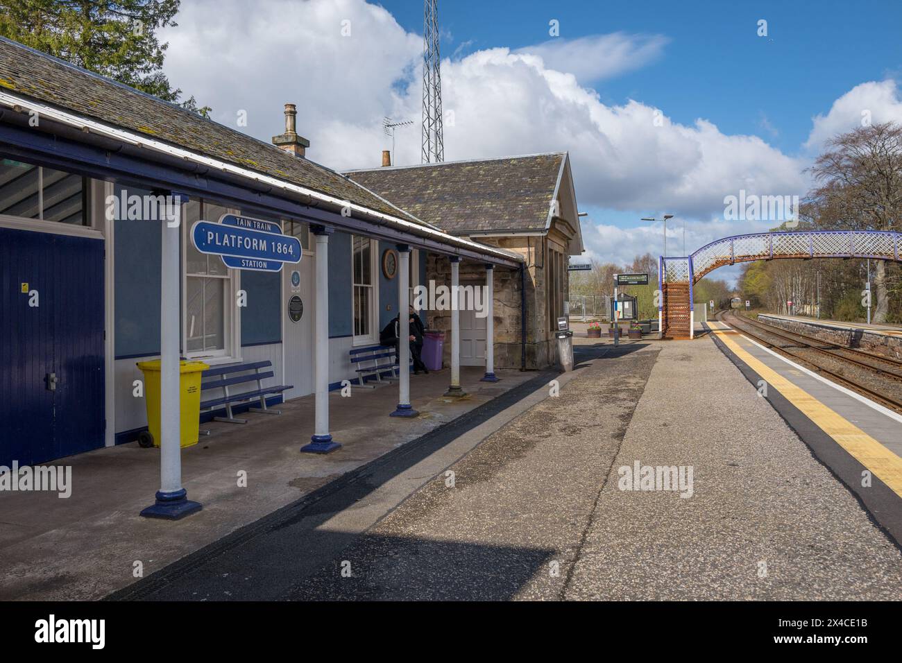 The Scottish railway station and Platform 1864 restaurant at Tain Stock ...