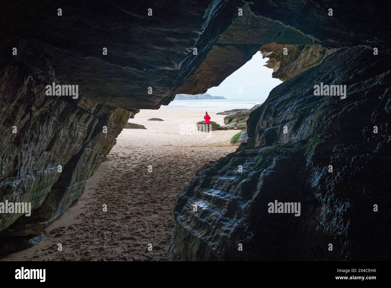 Strathy Bay and sea cave, Scotland, UK Stock Photo - Alamy