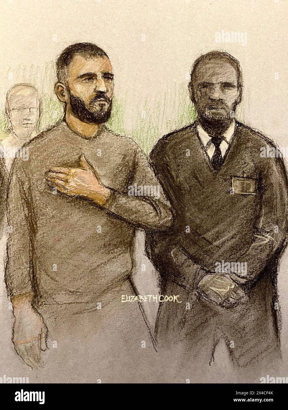 Court artist sketch by Elizabeth Cook of Marcus Aurelio Arduini Monzo ...