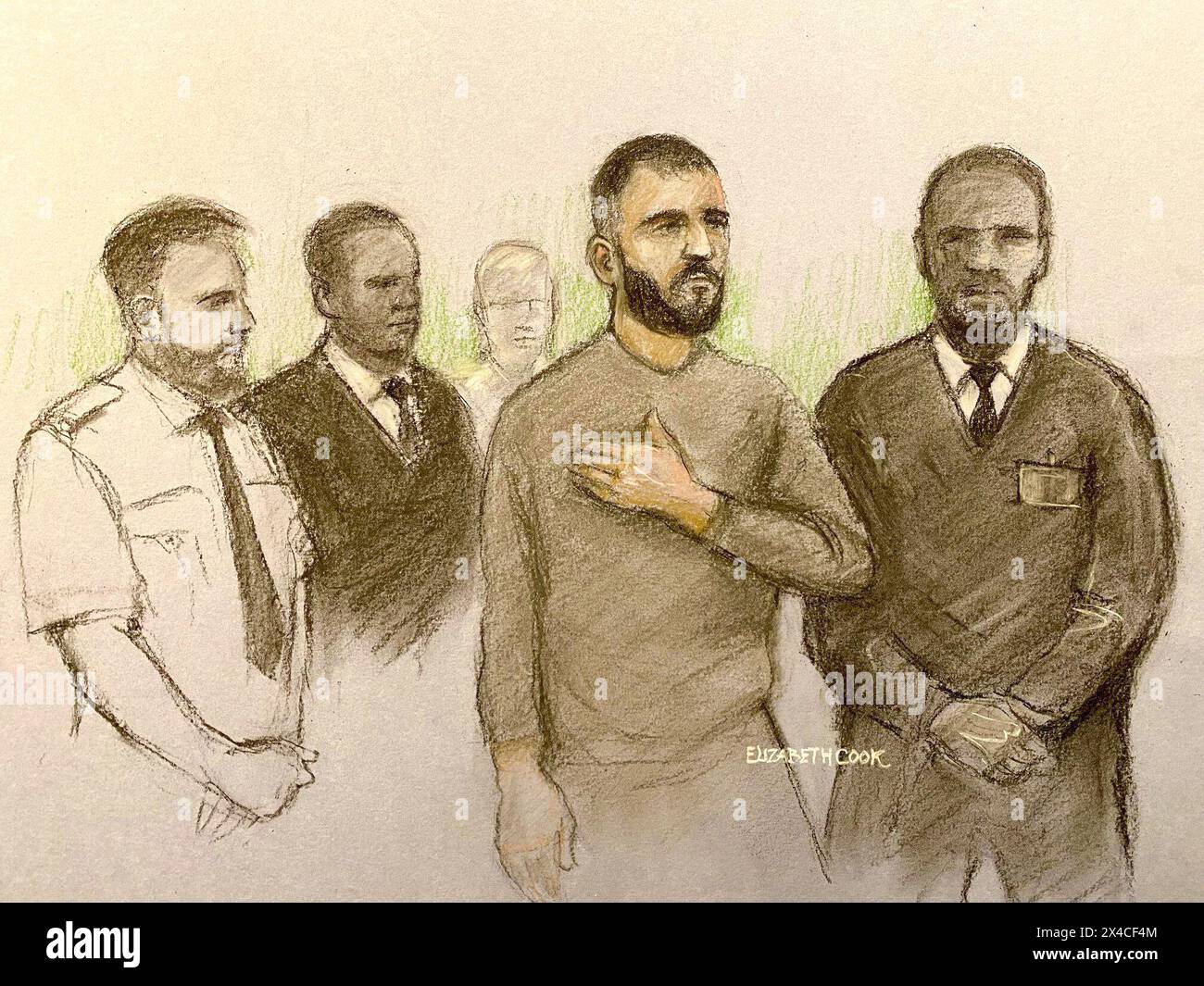 Court artist sketch by Elizabeth Cook of Marcus Aurelio Arduini Monzo ...