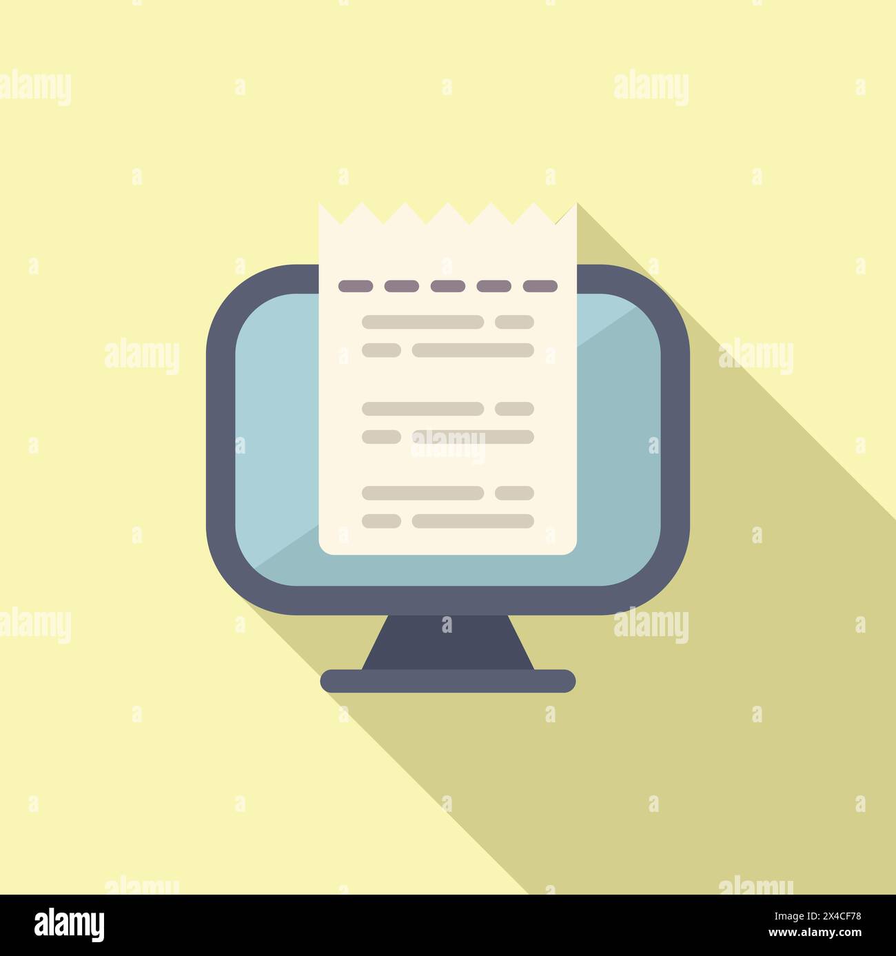 Online computer payment bill icon flat vector. Tax form receipt. Paper ...