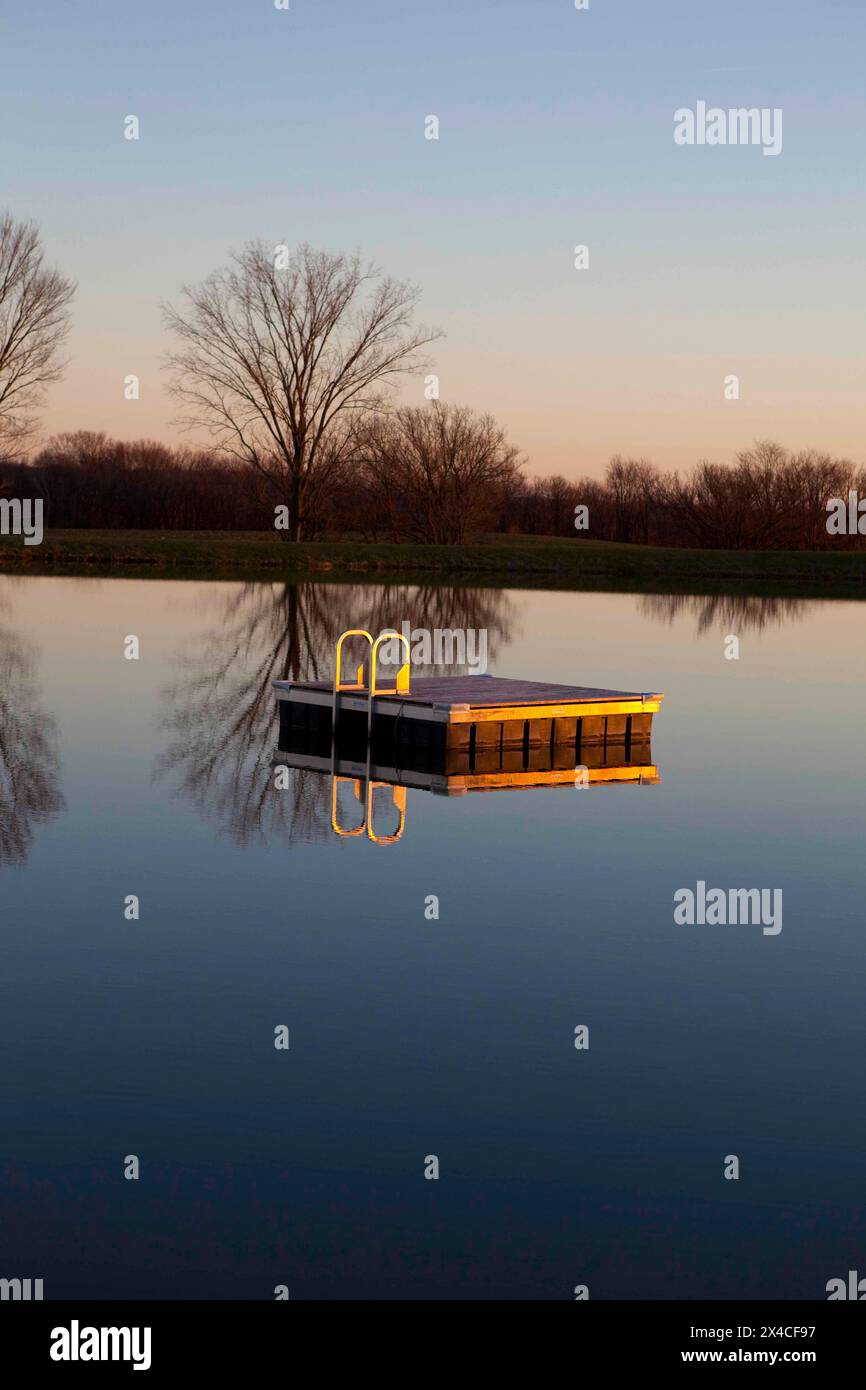 Missouri, Usa. A floating dock in a lake on a Missouri farm Stock Photo ...