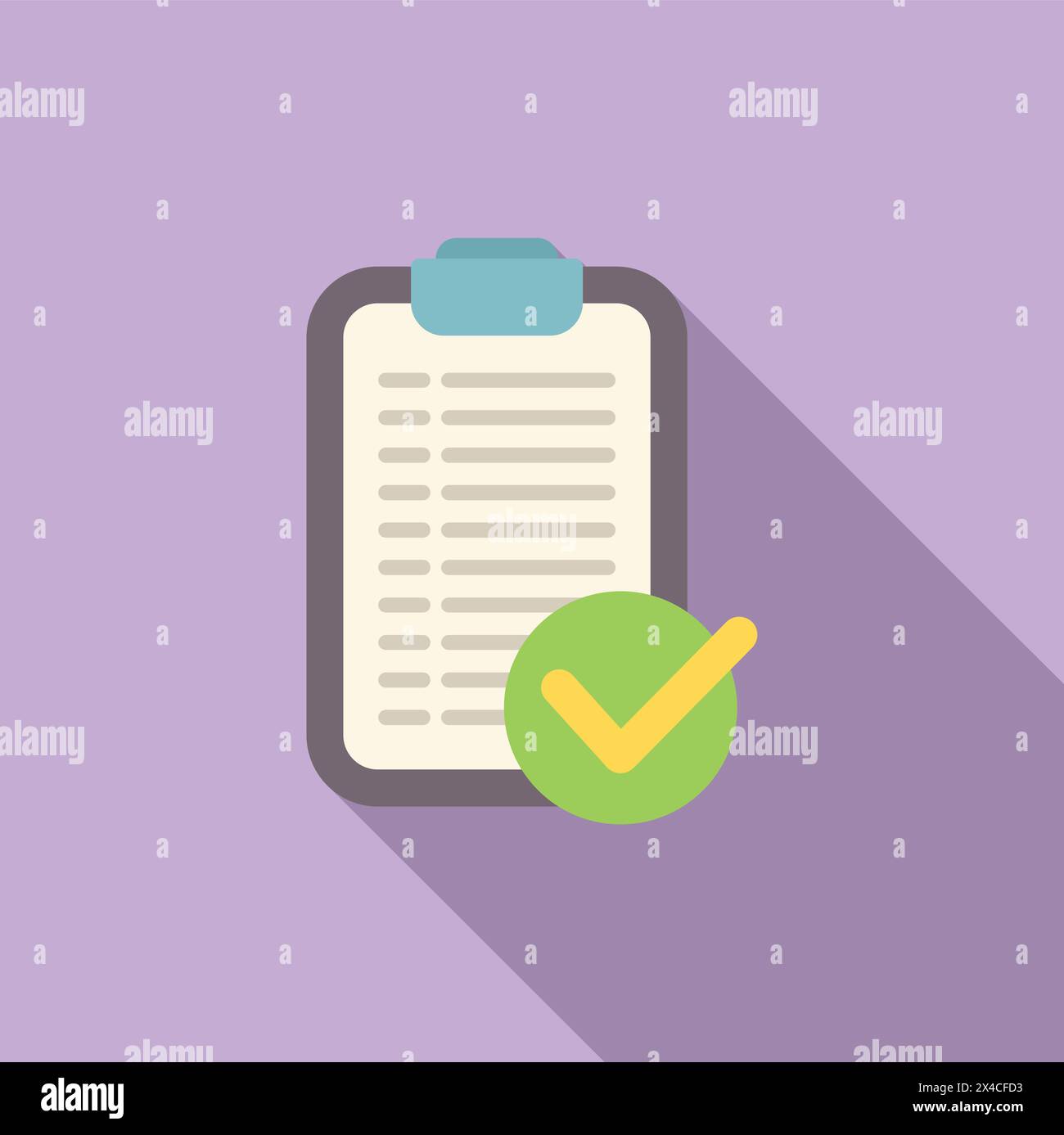 Approved clipboard icon flat vector. Test checklist. Document exam form ...