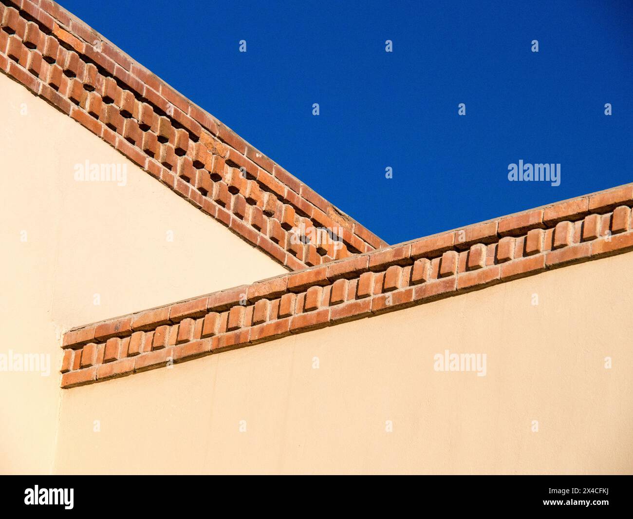 USA, New Mexico, Sante Fe. Brick accent on a building in Sante Fe Stock ...