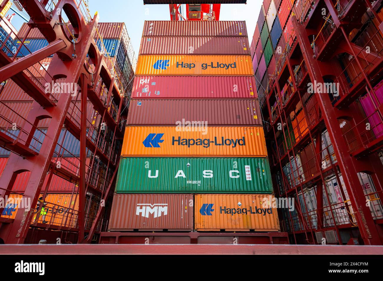 Hamburg, Germany. 02nd May, 2024. Containers on the "Berlin Express ...