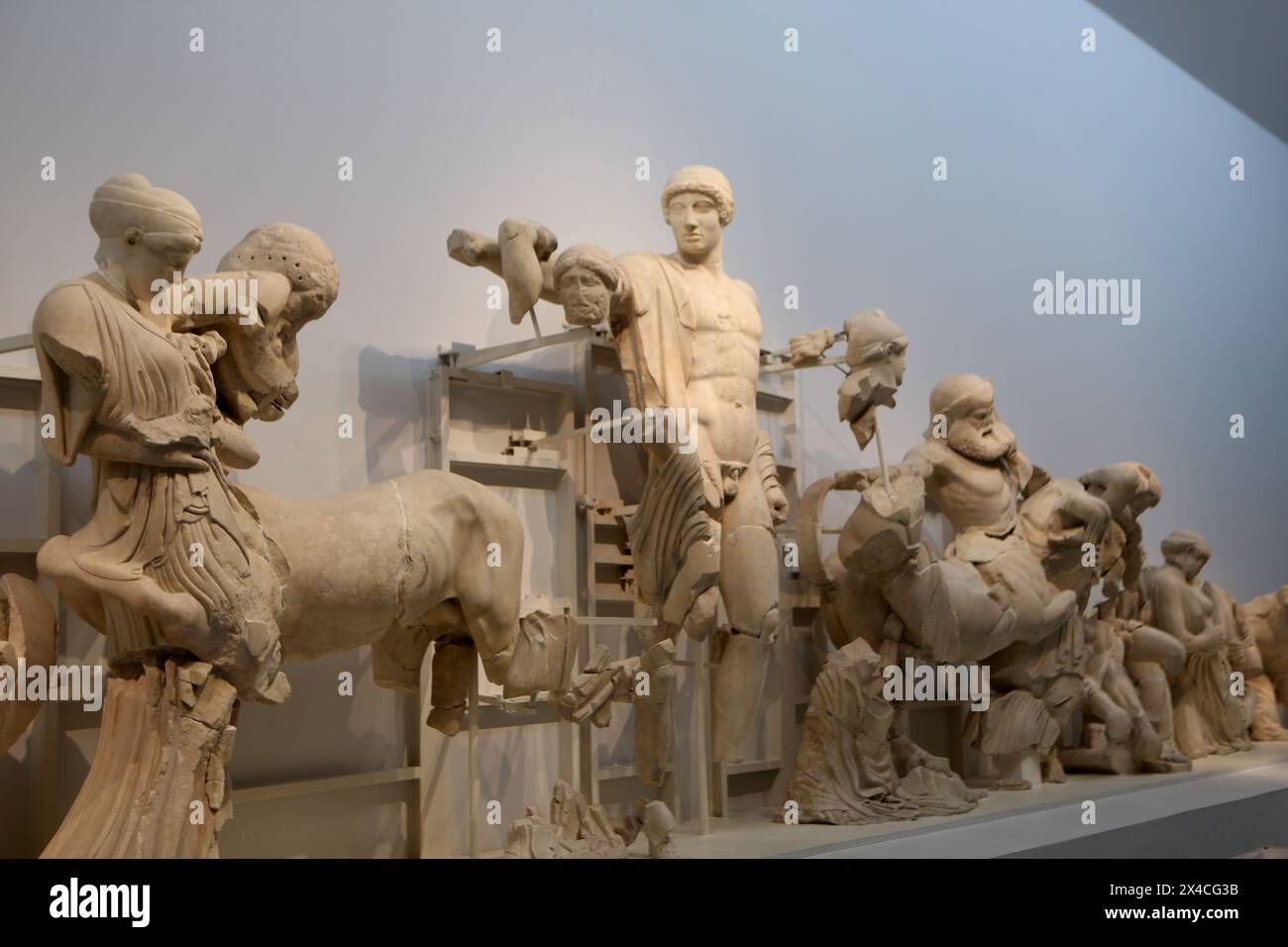 The west Pediment of the temple of Zeus. Battle of Lapitus and Centaurs ...
