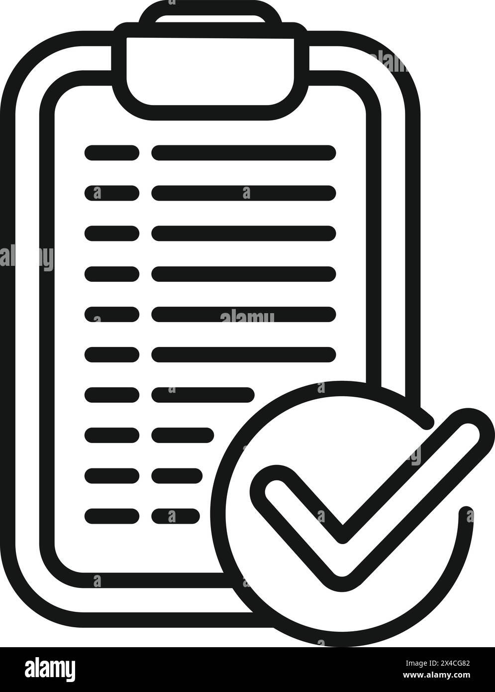 Approved clipboard icon outline vector. Test checklist. Document exam ...