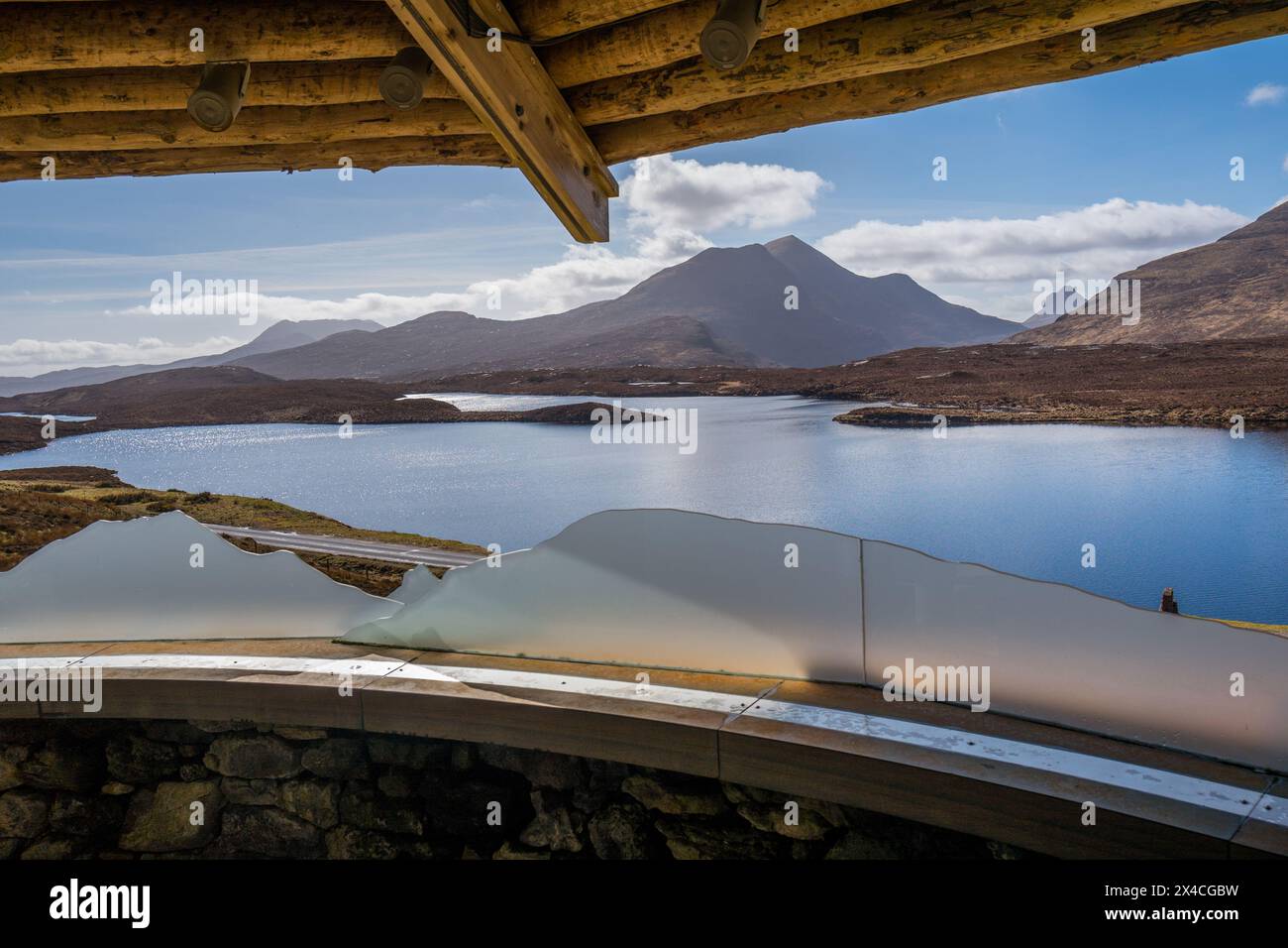View from the Knockan Crag Nature reserve visitors centre over looking ...