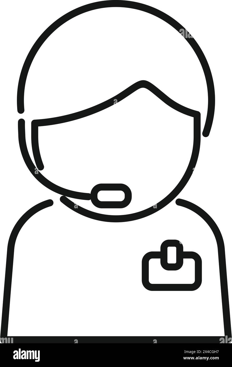 Call center person support icon outline vector. Service online. Client ...
