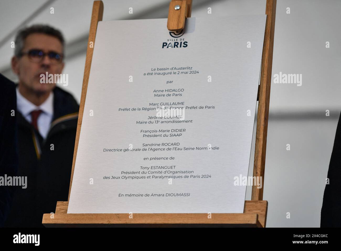 Paris, France. 02nd May, 2024. This photograph shows the placard of the ...
