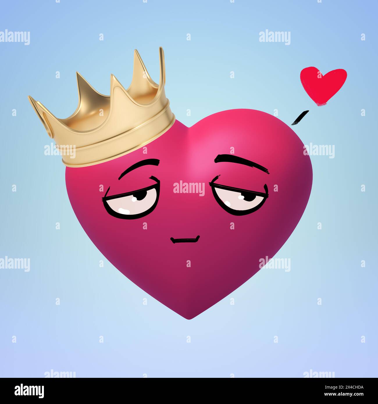 Royal heart character with a golden crown Stock Photo - Alamy