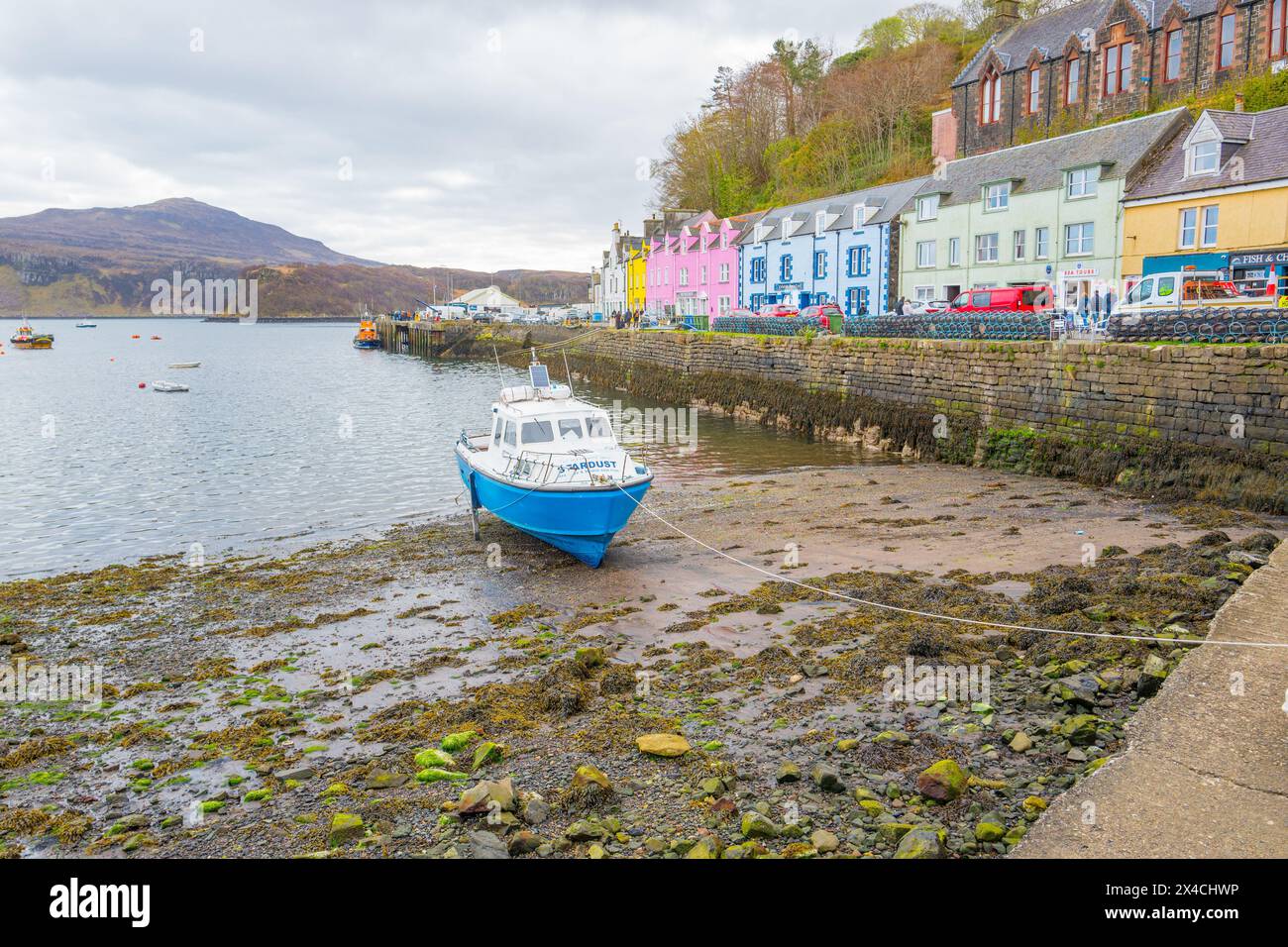 The pastel colourful painted buildings along the harbour wall in the ...