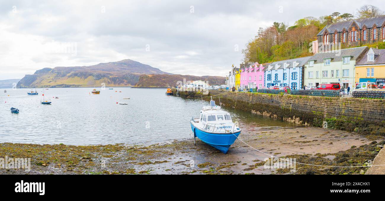 The pastel colourful painted buildings along the harbour wall in the ...