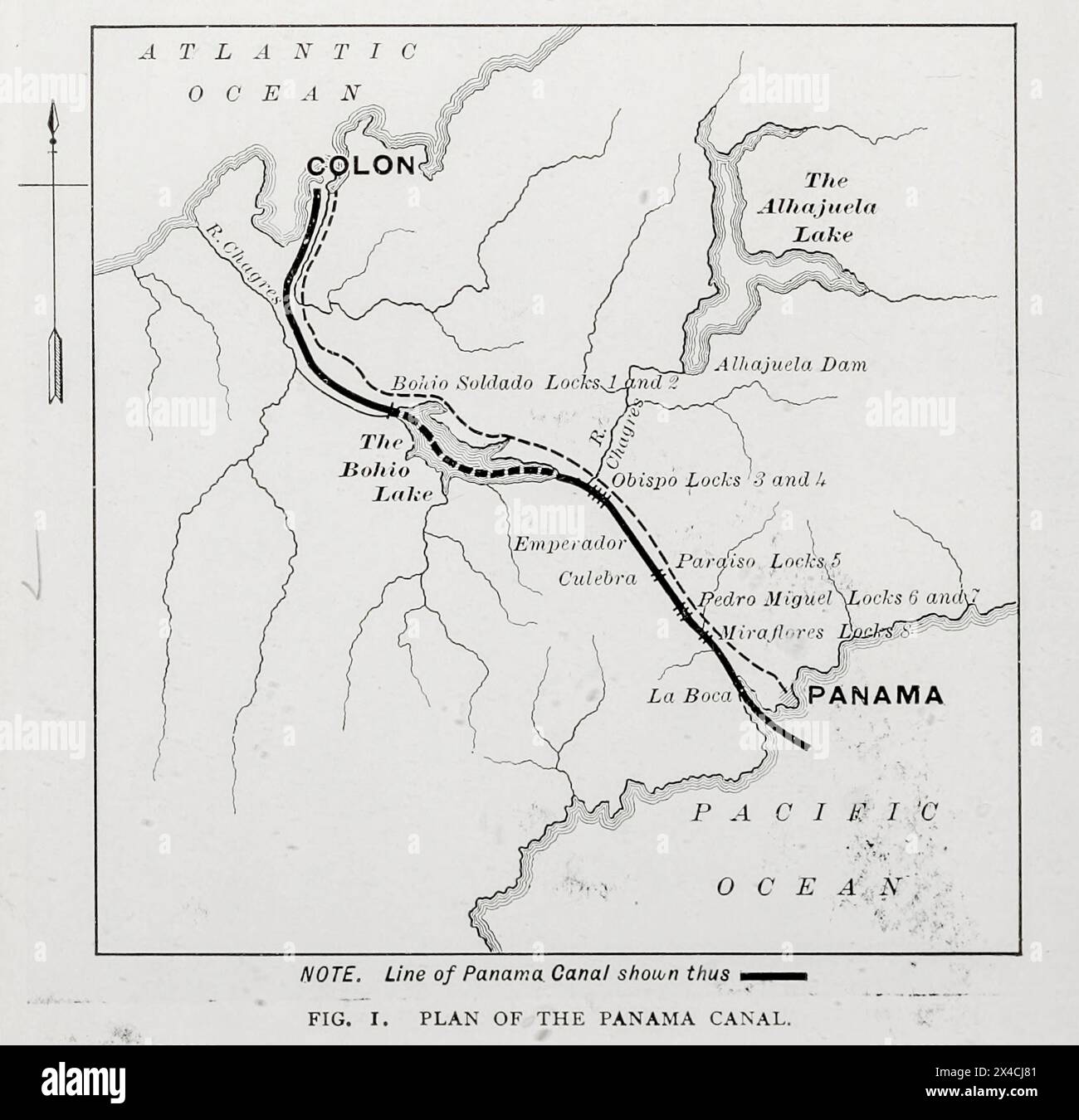 Plan Of The Panama Canal From The Article The American Isthmus And The Interoceanic Canal By W