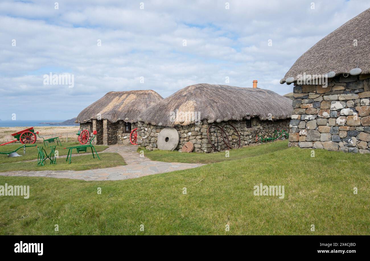 Traditional crofters cottages made from local stone and reeds for ...