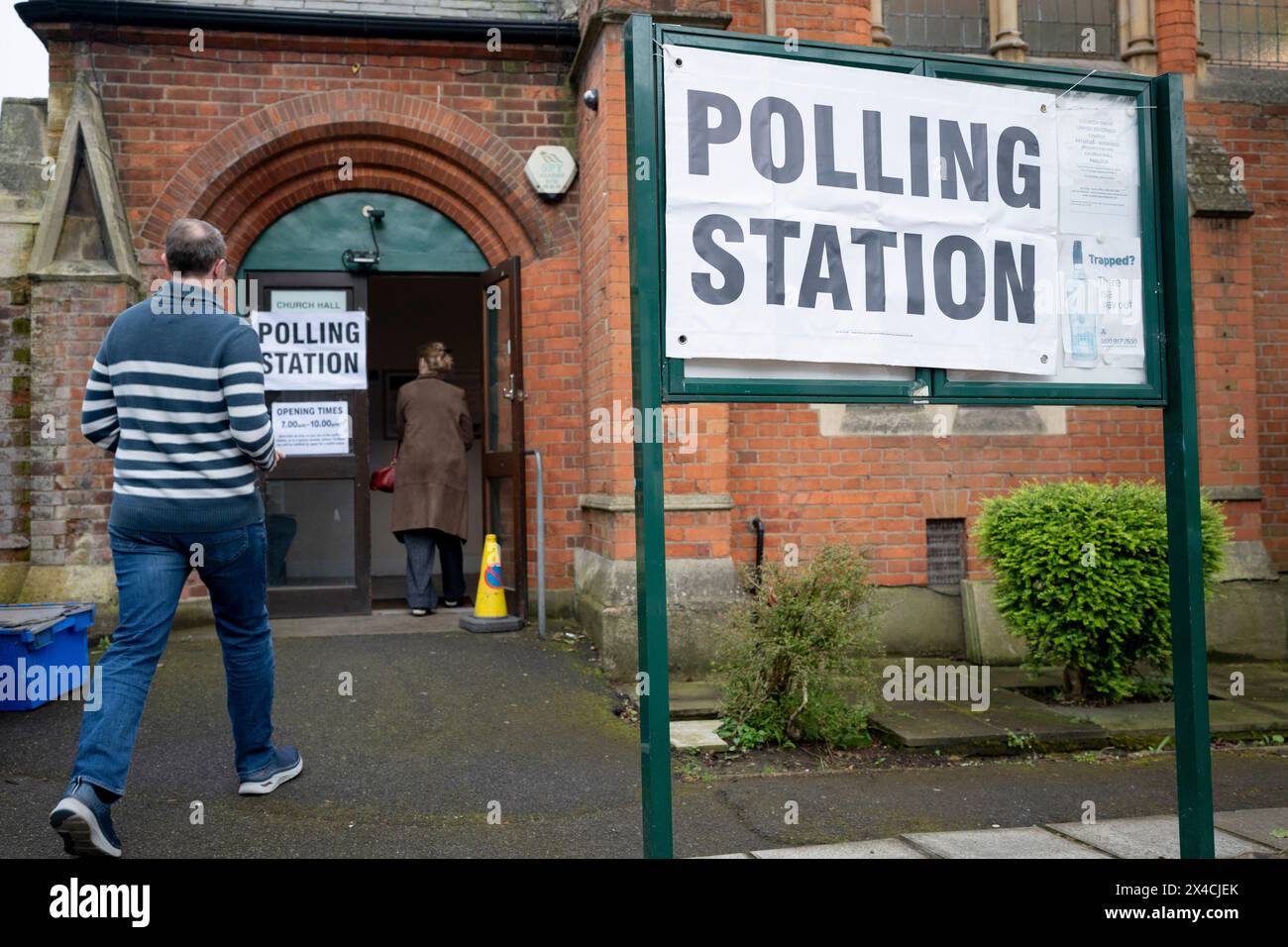 Voters enter the polling station at the Baptist Church in East Dulwich ...