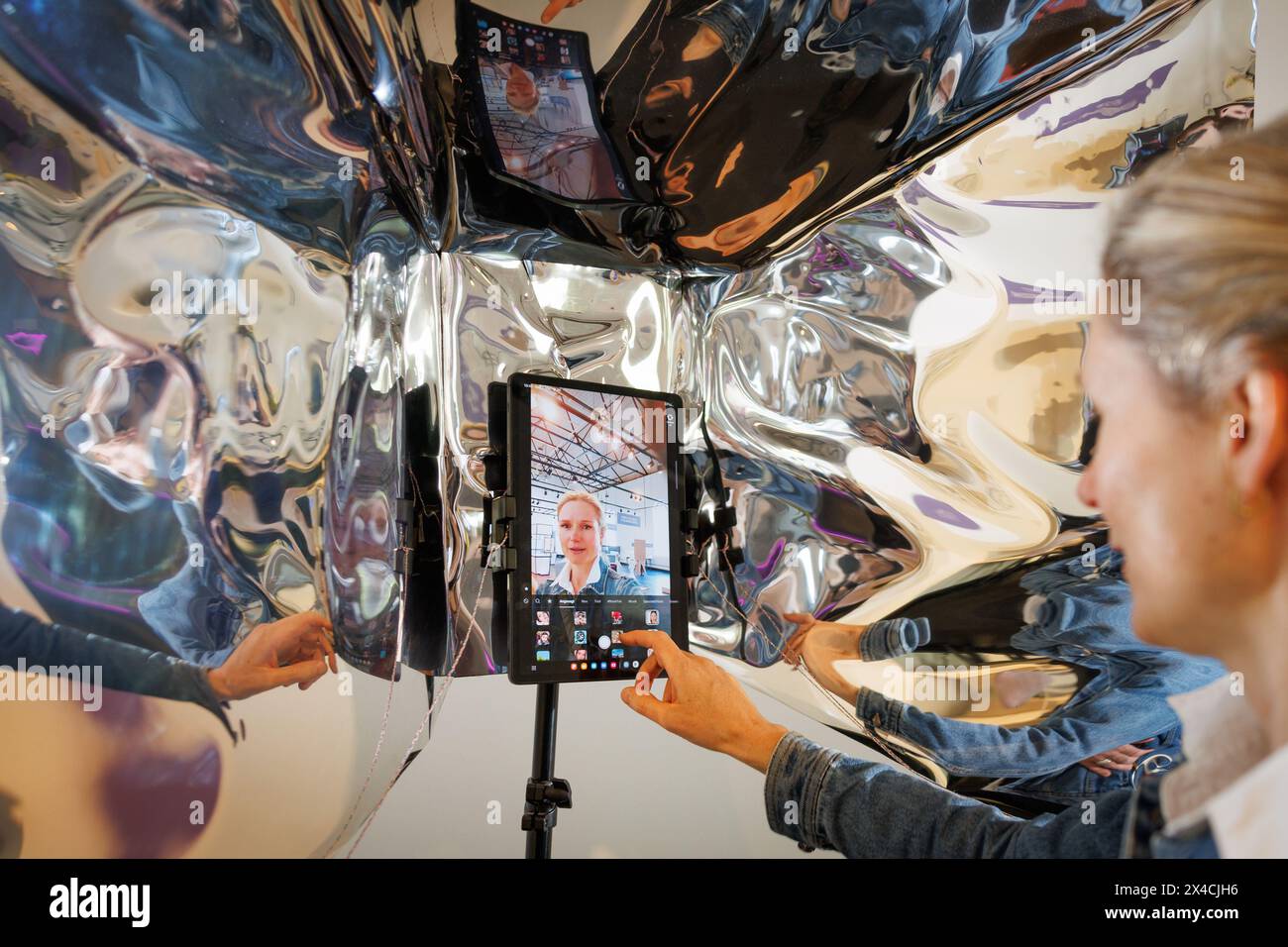 02 May 2024, Lower Saxony, Osnabrück: An installation (beauty app) in ...