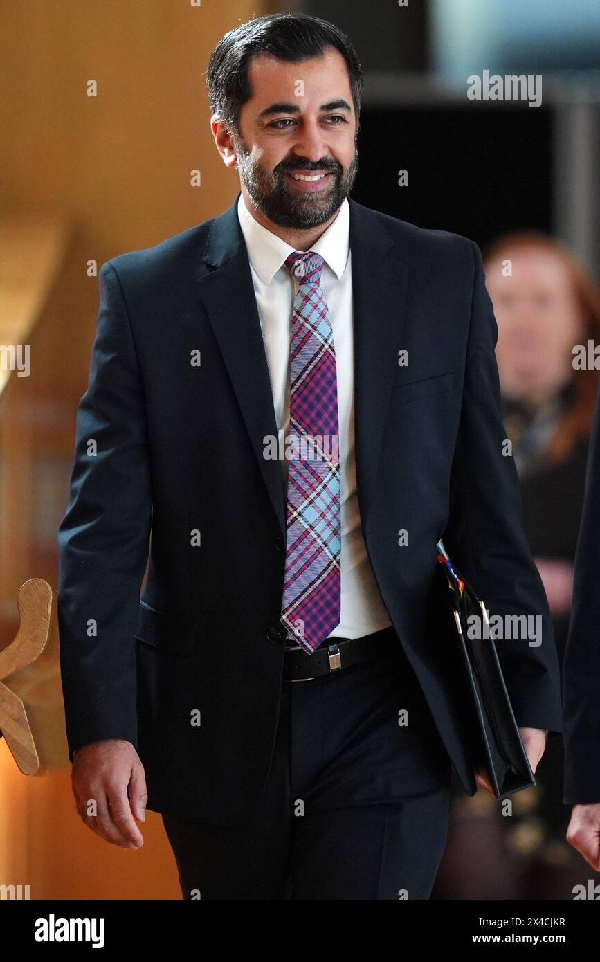 First Minister Humza Yousaf at the Scottish Parliament in in Edinburgh ...