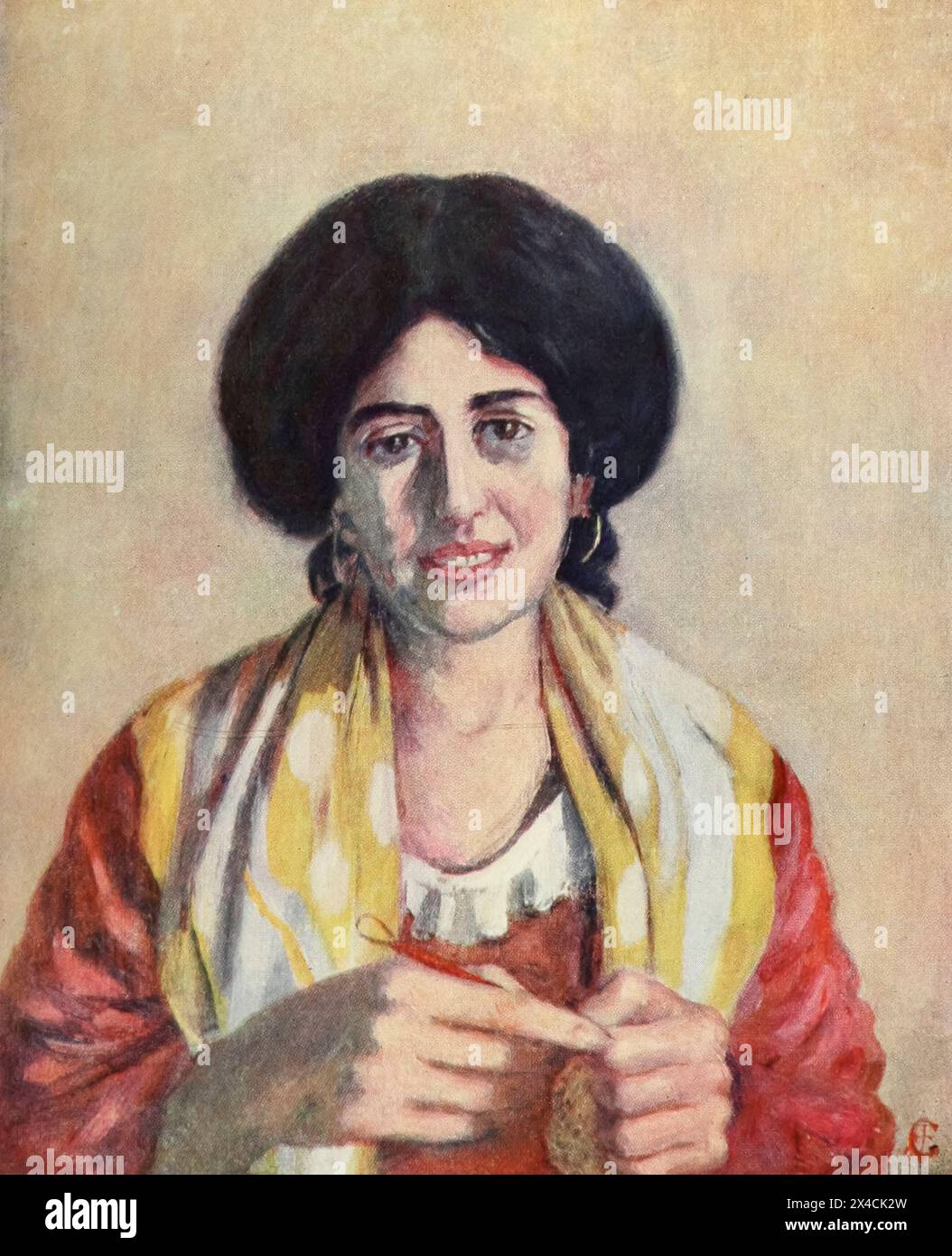 Watercolor woman knitting hi-res stock photography and images - Alamy