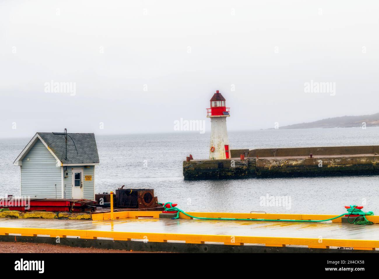 Grand Bank Breakwater Lighthouse and Shack Stock Photo - Alamy