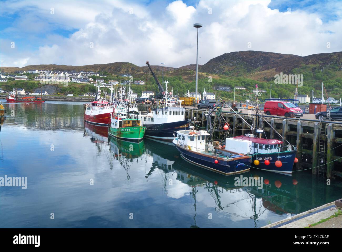 Looking north west to Mallaig harbour at Mallaig Pier. Western ...