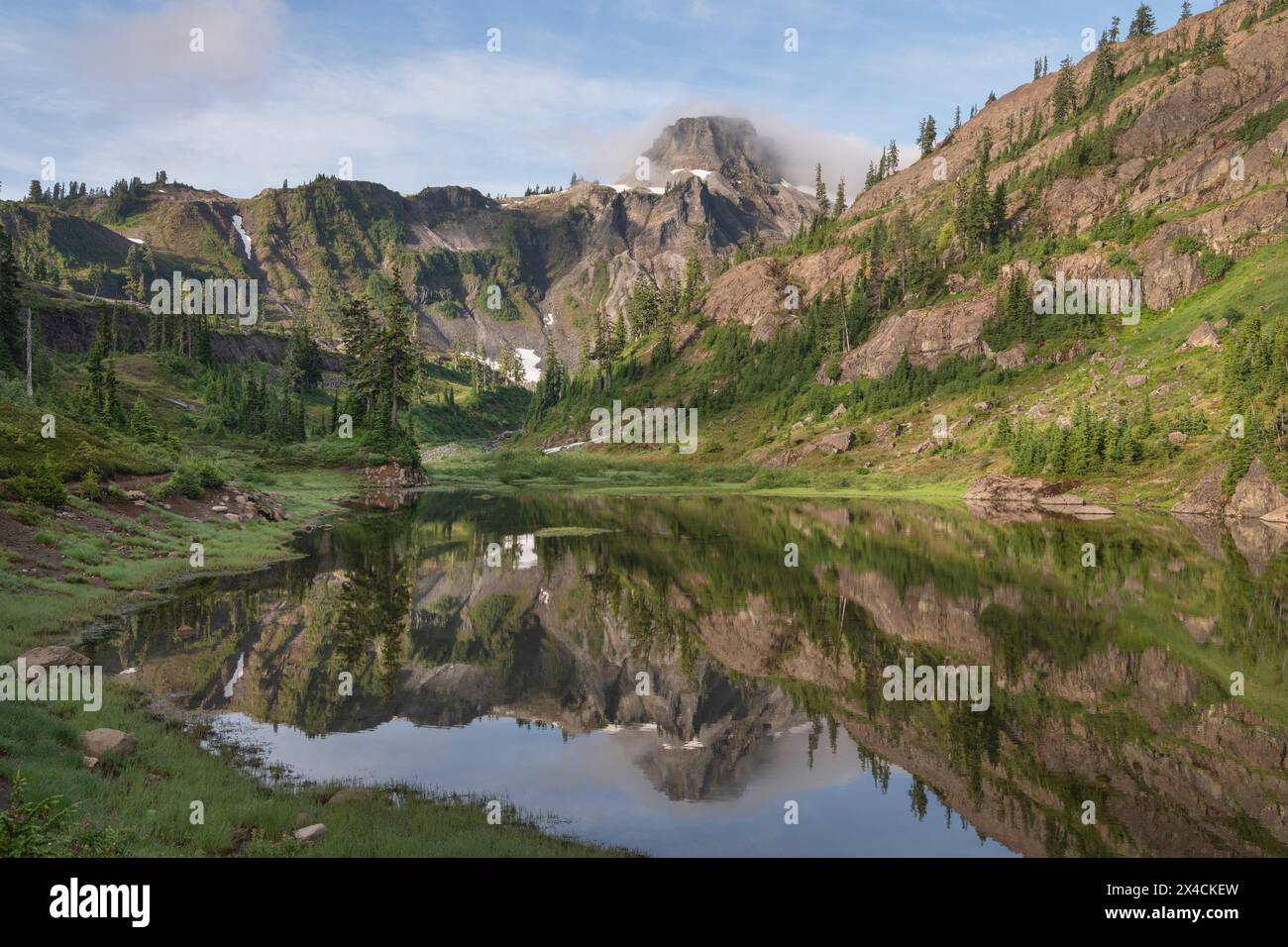 Table Mountain reflected in Lower Bagley Lake. Heather Meadows ...
