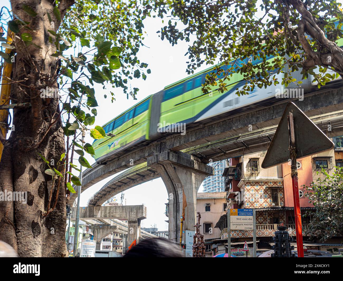 02 25 2024 Mono-Rail running at 30 feet high on its track built on many ...