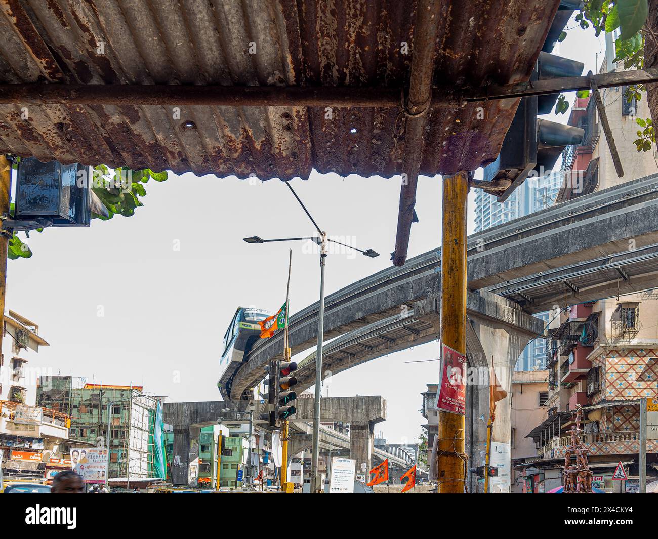 02 25 2024 Mono-Rail running at 30 feet high on its track built on many ...