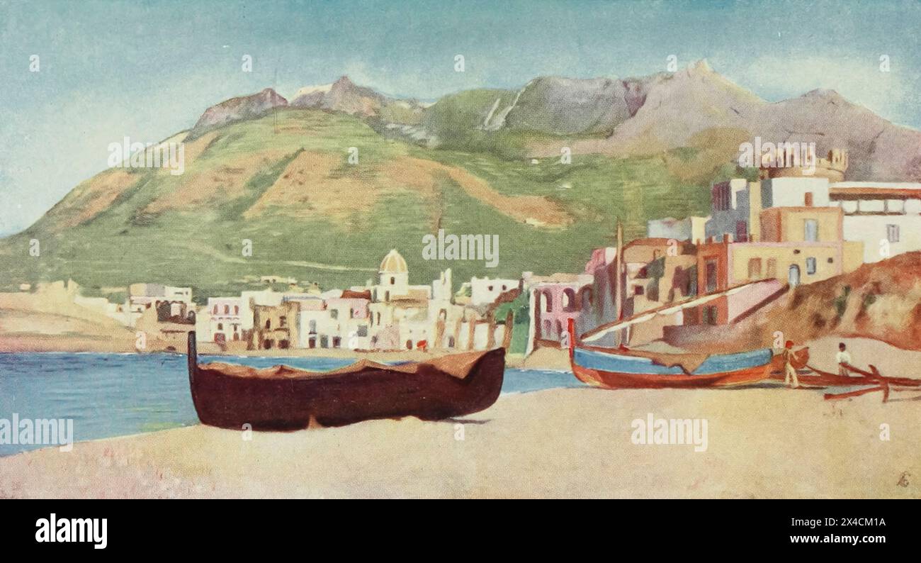Forio, Ischia Behind the town rise the slopes of the extinct volcano of ...