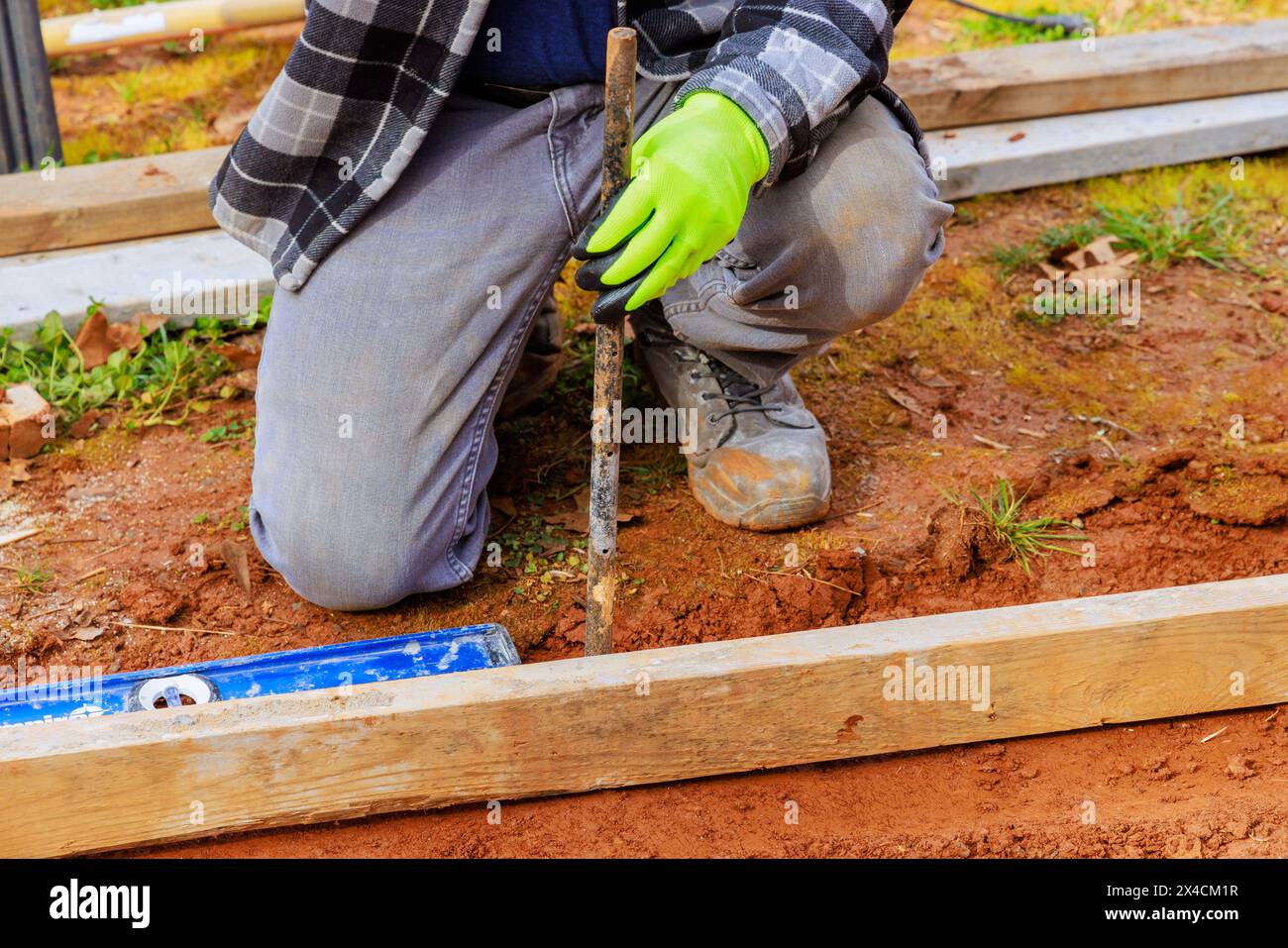 Formwork production for concrete base foundation house utilizing ...